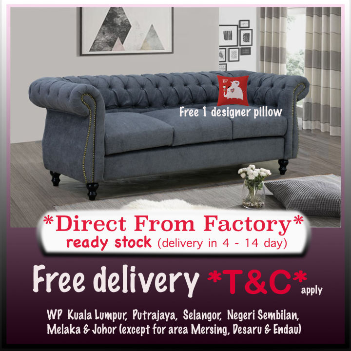 UNICO FIONA 3 SEATER FABRIC SOFA (COLOUR GREY) | Lazada