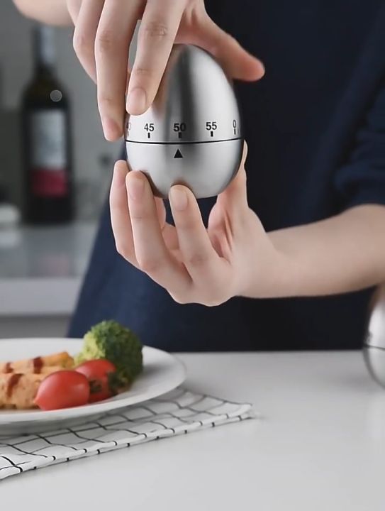 Kitchen Clock Timer Egg Timer Stainless Steel 60 Minutes Mechanical ...