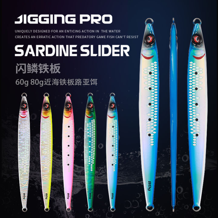 Jiggingpro 40G 60G 80g 100g cá mòi thanh trượt mồi Jig phủ sơn UV kim ...