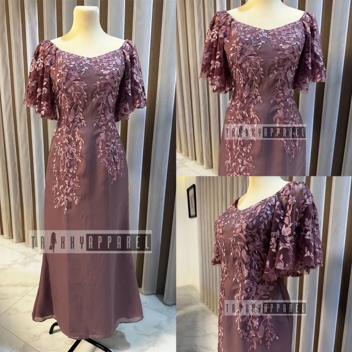 Mother Gown / Ninang Gown Mauve | Lazada PH