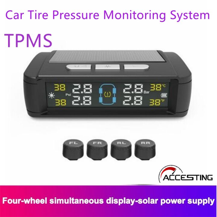 4 Types Solar Usb Powered Tire Pressure Monitoring System Tire Temperature Monitor Car Tpms Auto