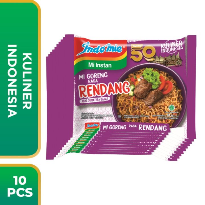 INDOMIE MIE GORENG RASA RENDANG (10 BUNGKUS). ORIGINAL PACKING DARI ...