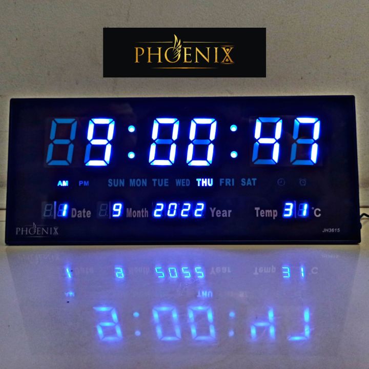 PHOENIX LED Digital Clock with Alarm Temperature & Calendar Wall Hang ...