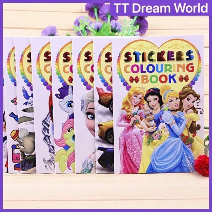 Children A5 Cartoon Sticker Book Colouring Book Kids Drawing Book Buku ...