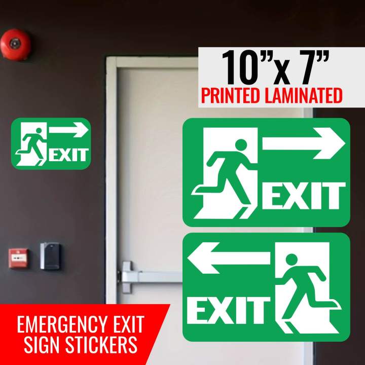 SIGNAGES STICKER (RESTROOM ENTRANCE EXIT PUSH PULL EMERGENCY EXIT FIRE ...