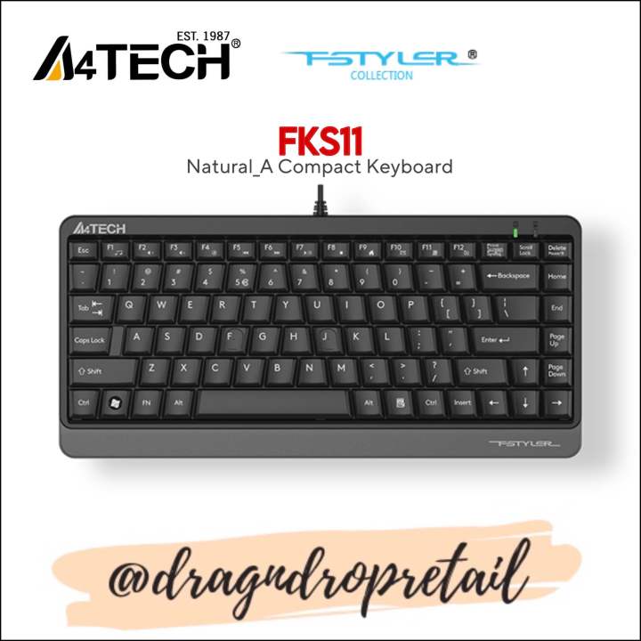 A4TECH FSTYLER FKS11 Natural A Compact Keyboard USB Wired Mini KB ...