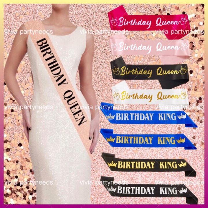 Birthday Sash Queen & King Satin Ribbon Sash For Girl Women Happy ...