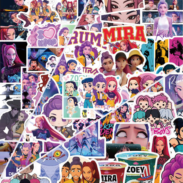 55-170PCS K-Pop Demon Hunters Stickers Anime HUNTRX Emoji Waterproof ...