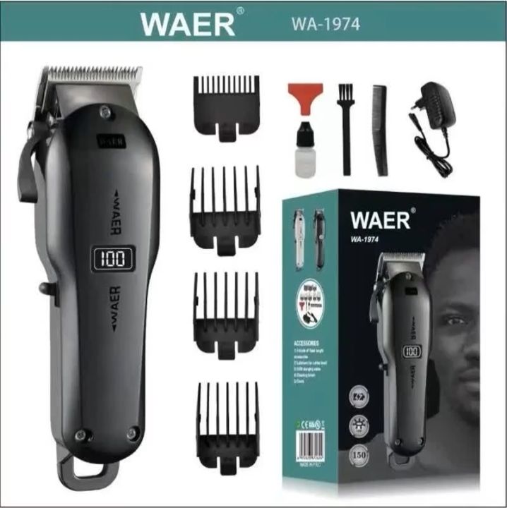 Waer Professional Hair clipper Electric Hair Trimmer Wireless Barber ...