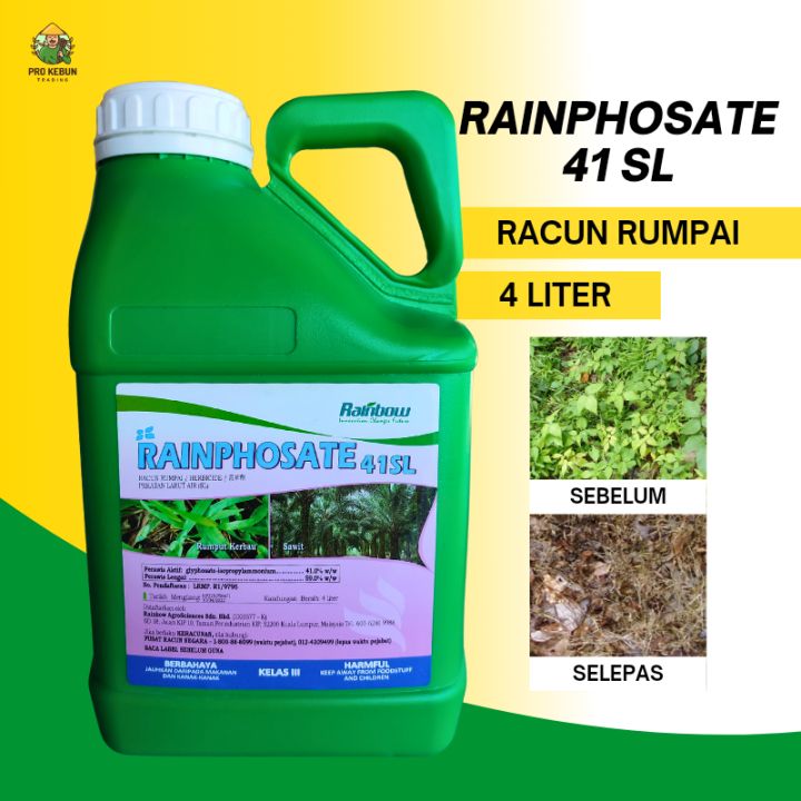 Rainphosate Herbicide 4 Liter Racun Rumput Rainphosate Racun Rumput ...