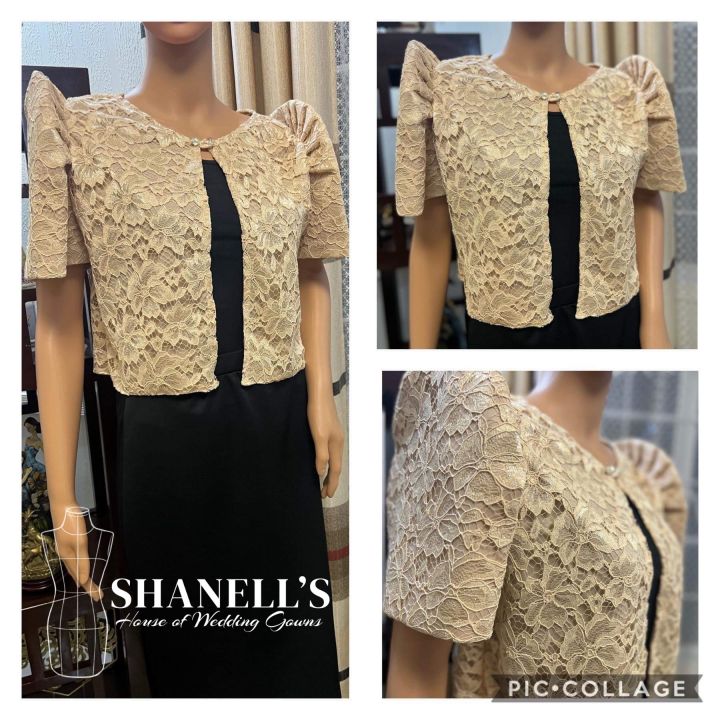 MODERN FILIPINIANA BOLERO | BOLERO MESTIZA SLEEVE | VANJ BOLERO | BEIGE ...