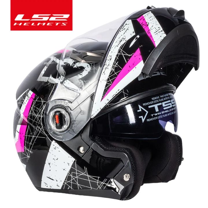 LS2 FF370 Full Face Motorcycle Helmet Flip up Dual Lens Visor Helmets Modular | Lazada PH