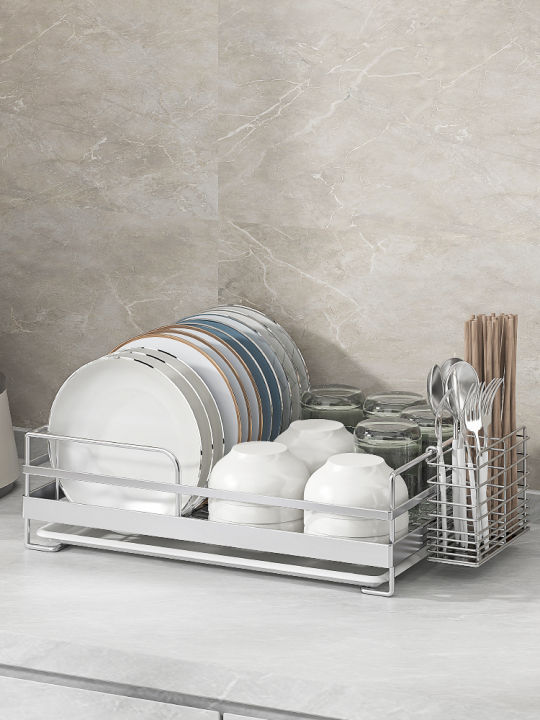 304 Stainless Steel Dish Rack Single-Layer Draining Rack Countertop ...