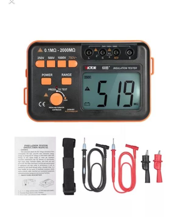 Megger Tester Victor VC60B+ Digital Insulation Resistance Tester ...