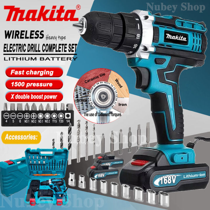 Cordless Brushless Drill Heavy Duty 2pc Lithium-Ion Rechargeable ...
