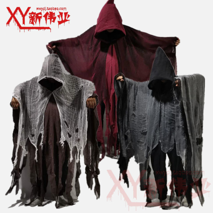 Haunted House Chamber NPC Costume Horror Cape Cloak Halloween Adult ...