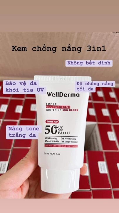 Kem chống nắng Wellderma Super Glutathione Whitening Sun Block Up Tone ...