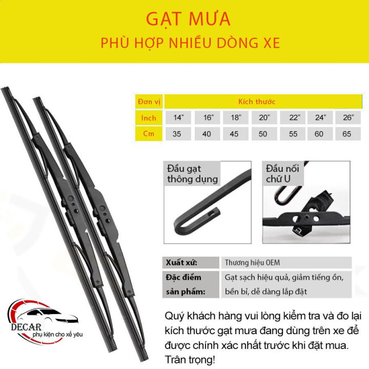 [DAEWOO MATIZ] 1 Cặp cần gạt mưa khung xương, chổi gạt mưa, gạt kính xe ...