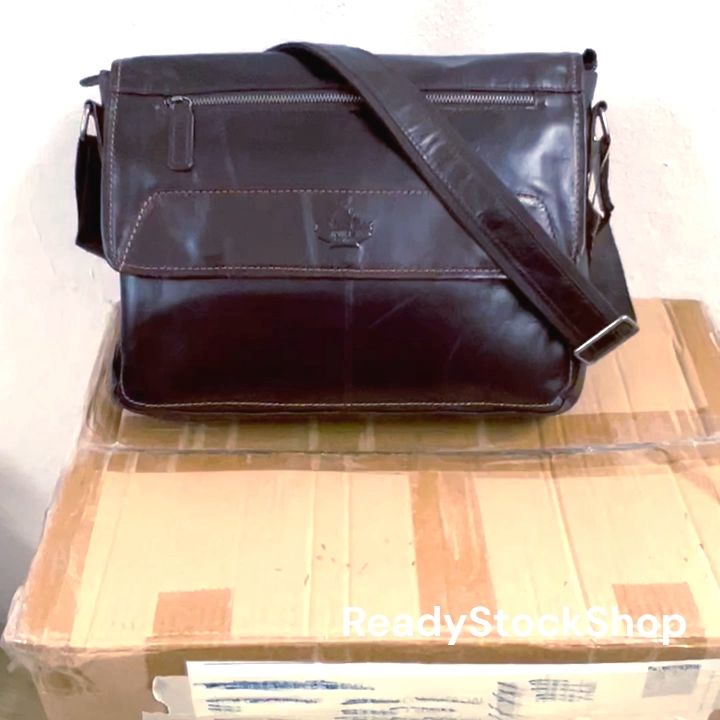 Ready Stock!! ZINIMSK 100% Cowhide Leather Men Messenger Bag Man Sling ...