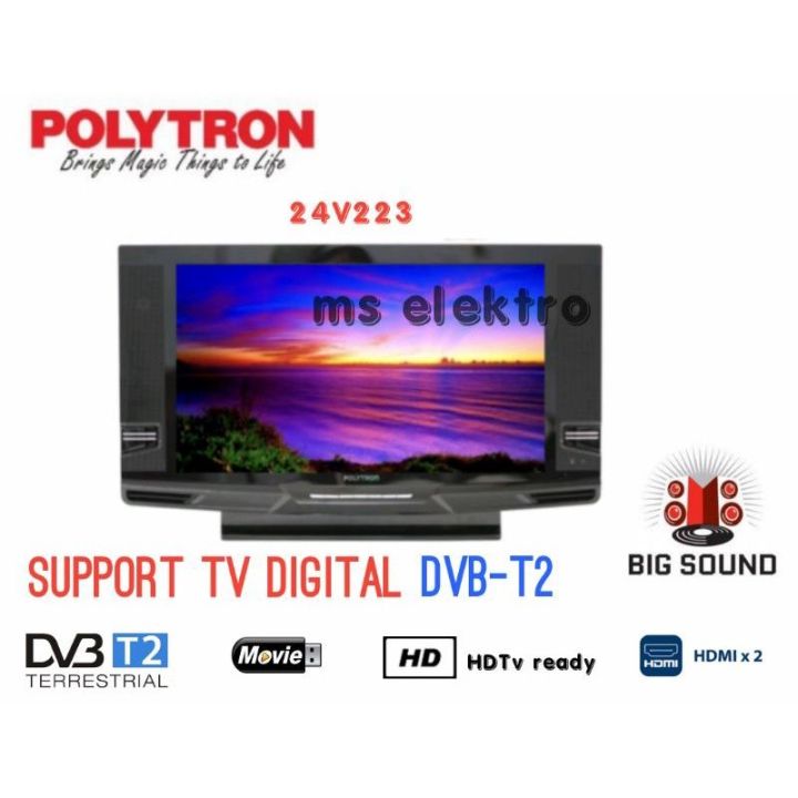 TV LED Polytron 24 inch Digital DVBT2 model tabung 24d123 24v123 24v223 ...