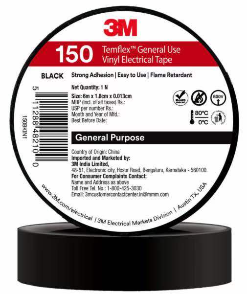 เทปพันสายไฟ 3M Temflex Plus ขนาด 3/4 นิ้ว x 10 เมตร | Lazada.co.th