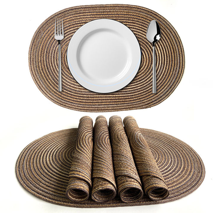 1/4/6/10PCS Oval Table Mats Braided Placemats for Dining Tables Natural ...