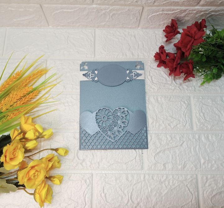 New! 5x7inches (5R) pocket slide design, laser cut, invitation card ...