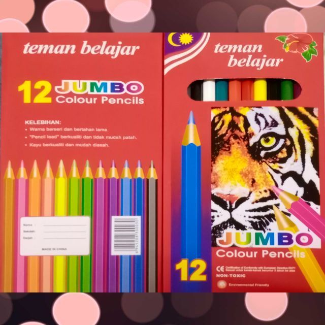 Teman Belajar Jumbo Colour Pencils Tri-Colour 12 Colours / 24 Colours ...