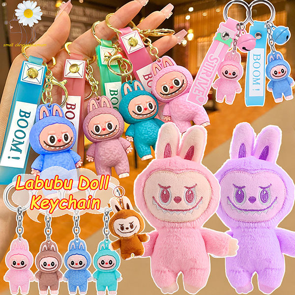 Labubu Doll Keychain Cute Cartoon PVC Labu Baby Key Chain for Women ...