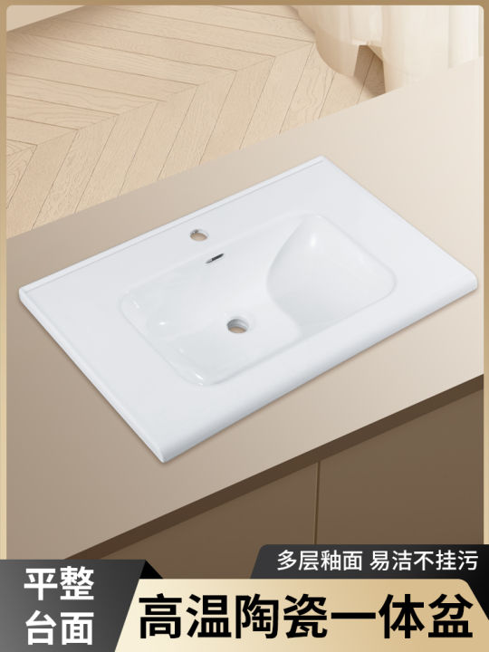 Semi-Embedded Ceramic Bathroom Sink Single Basin Face Washing Cabinet ...