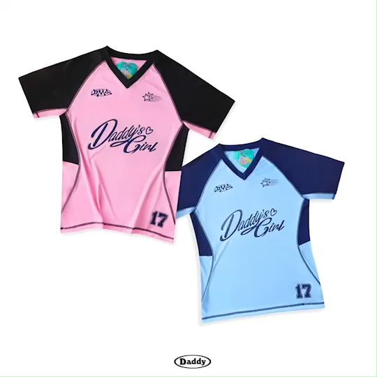DADDY | Jersey Daddy's Girl เสื้อกีฬา คอวี สกรีนแนวสปอร์ต สีชมพู สีฟ้า ...