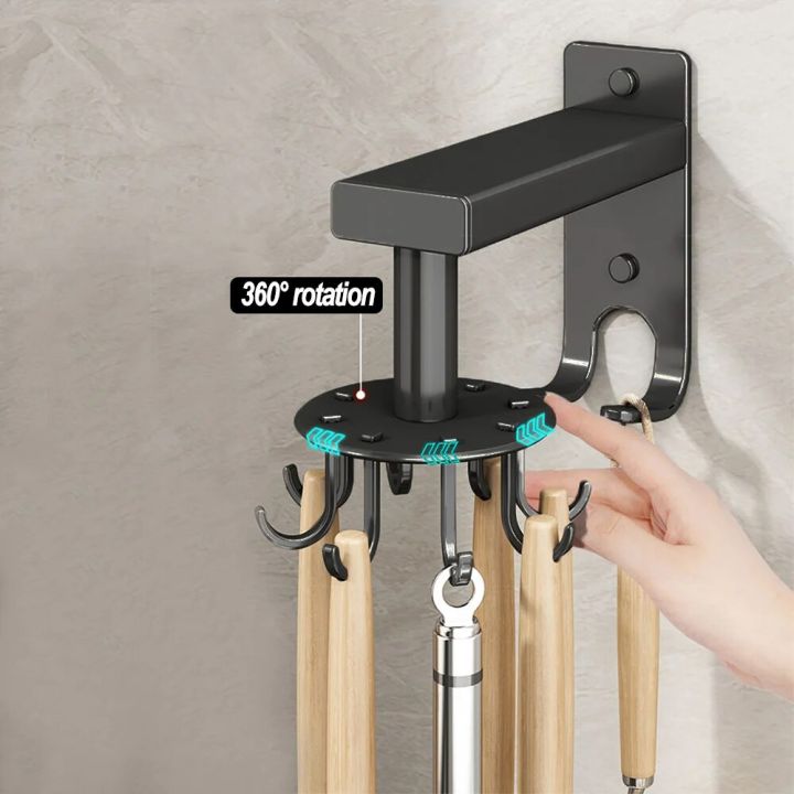 Kitchen Rotary Hook Wall Mounted Rack For Tool Aluminum Storage Hanger ...