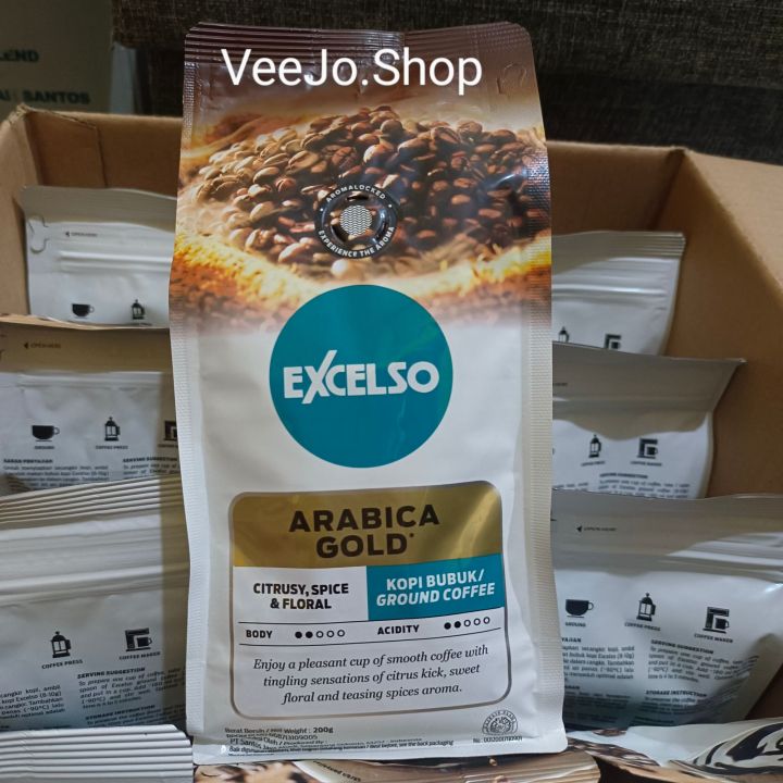 Excelso ARABICA GOLD / Kopi Bubuk / Biji Kopi / Kemasan 200g | Lazada ...