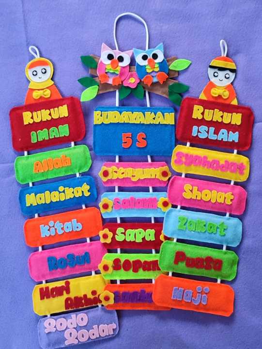 Hiasan dinding rukun iman rukun islam budayakan 5S hiasan rumah hiasan kelas | Lazada Indonesia