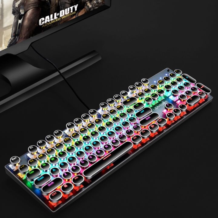 LEAVEN K660 Punk Mechanical Keyboard Blue Switch RGB Glow Wired Gaming ...