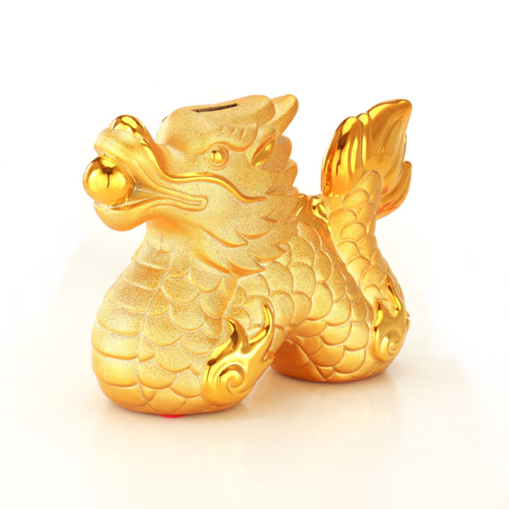 2024 Dragon Year Ceramic Golden Dragon Coin Bank Cartoon Fortune ...