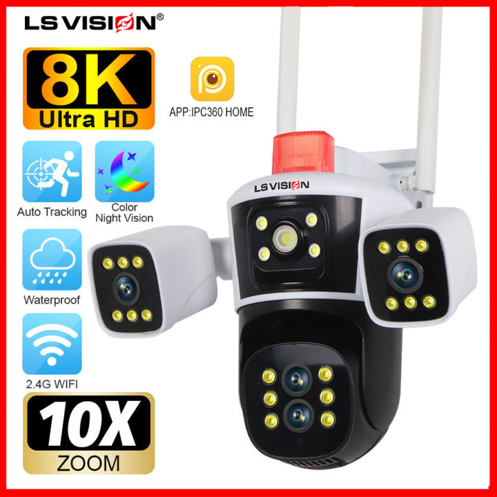 LS VISION 8K 16MP WIFI CCTV Camera Three Lens Linkage PTZ Humanoid ...