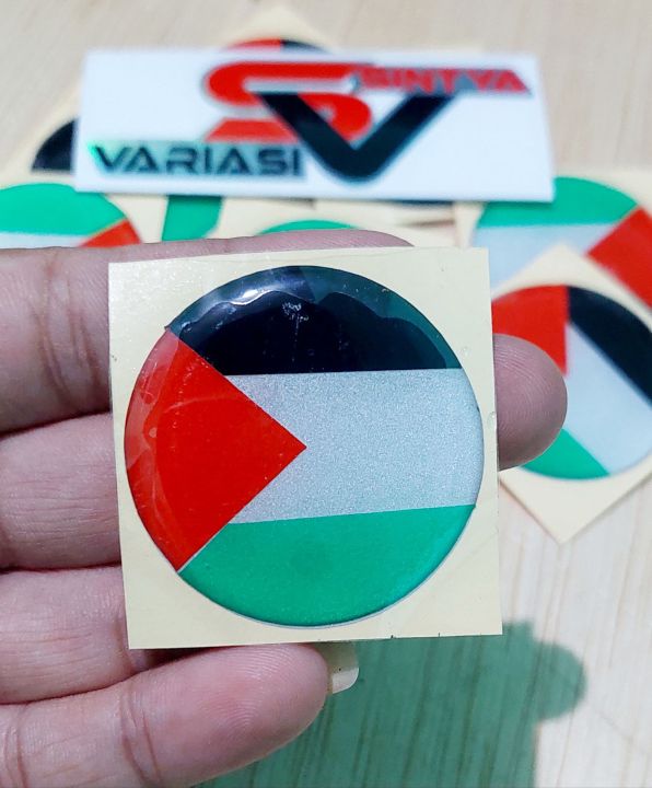 STICKER EMBLEM BENDERA PALESTINA BULAT STICKER TIMBUL 3D TERMURAH ...