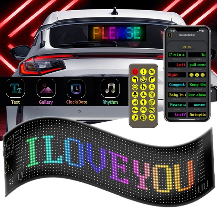 Car LED Matrix Pixel Panel DIY RGB LIghting Graffiti Scrolling Text ...