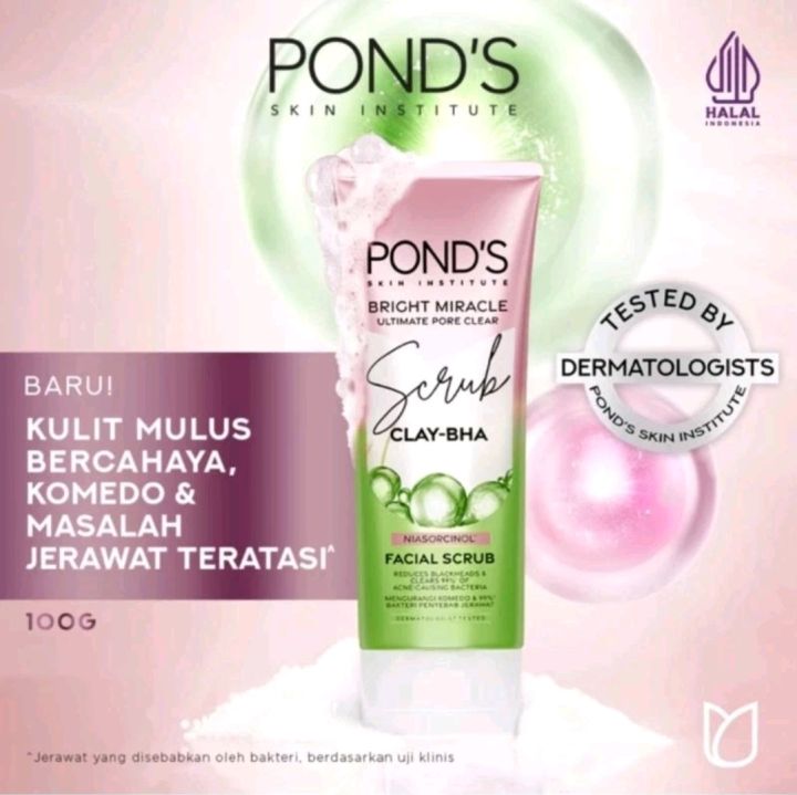 Ponds Bright Miracle Ultimate Pore Clear Facial Scrub 100 ml | 50ml ...