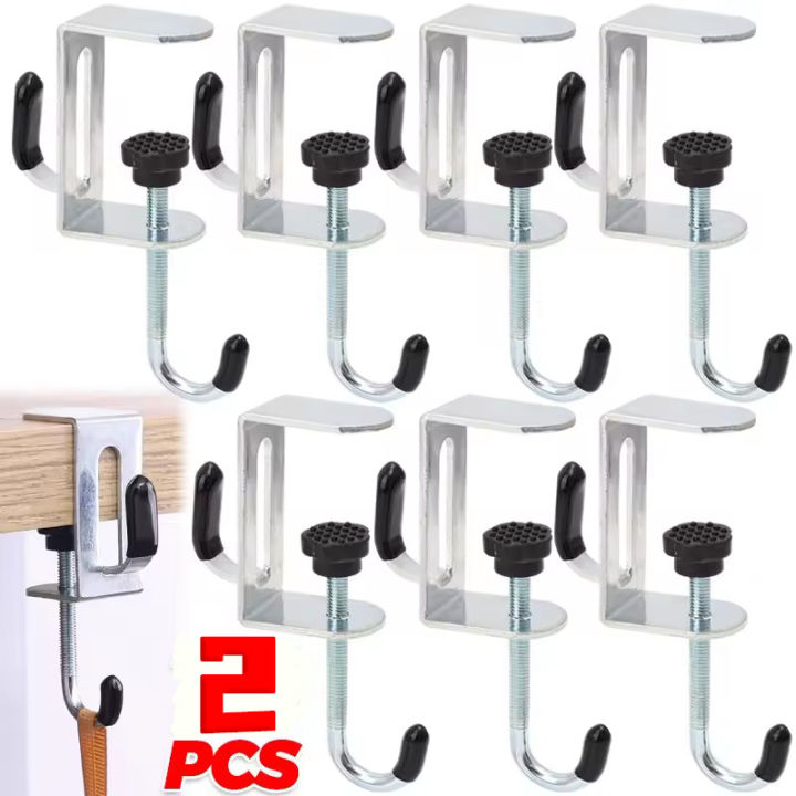 2Pcs Table Side Adjustable Hooks No Punch Detachable Bag Hanger Student ...
