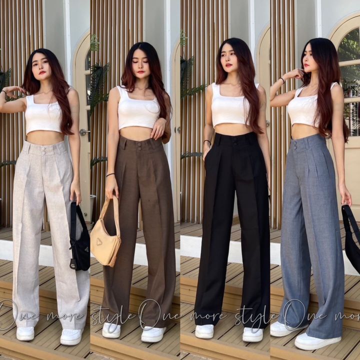 ️𝑁𝑒𝑤 𝐶𝑜𝑙𝑙𝑒𝑐𝑡𝑖𝑜𝑛 ️กางเกงขาบานแต่งกระดุมผ้าโซดาพร้อมส่ง🛒 | Lazada.co.th