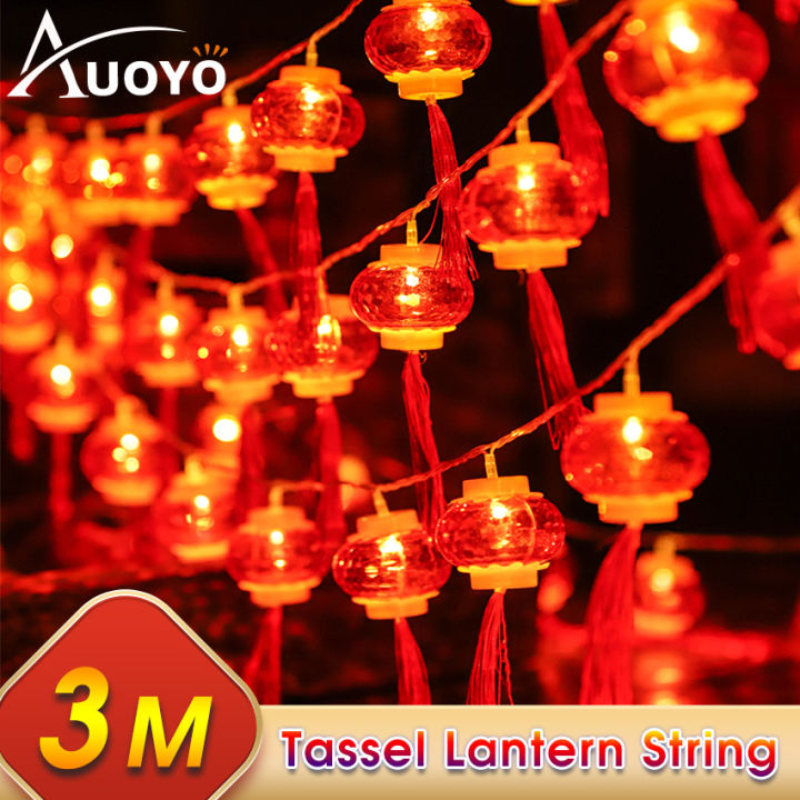 Auoyo Chinese New Year Decoration CNY 2024 LED Lantern String Light ...
