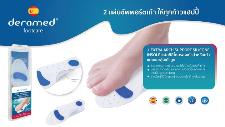 Deramed Footcare EXTRA ARCH SUPPORT INSOLE แผ่นรองเท้าซิลิโคนสำหรับเท้า ...