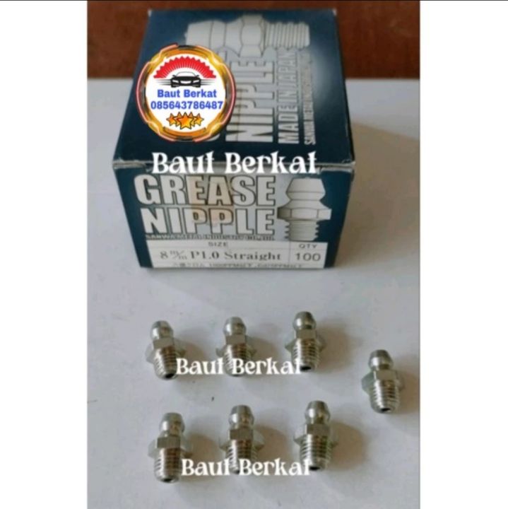 ISI 100 PCS grease nipple 8mm straight grease nipple 8 lurus nepel ...