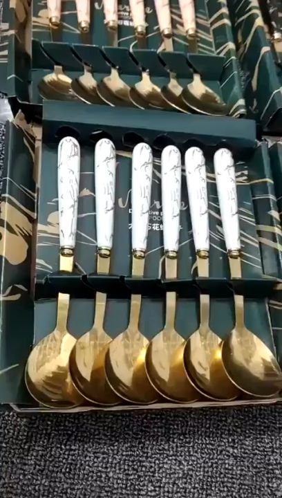 Sendok Sultan Marble Set Box 6pcs - Sendok Stainless Steel Sultan ...