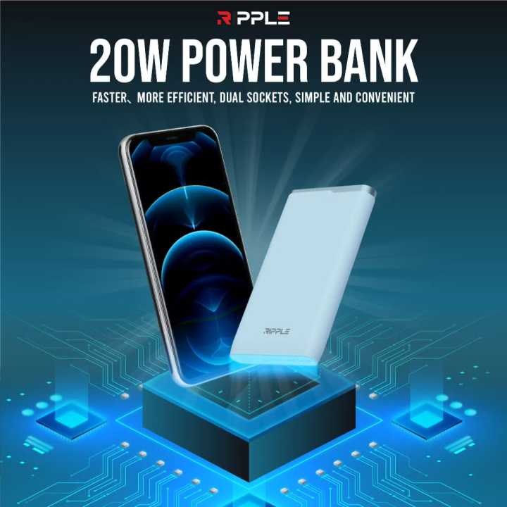 RIPPLE E002 POWERBANK 10000MAH 20W FAST CHARGING REAL CAPASITY 2 PORT ...