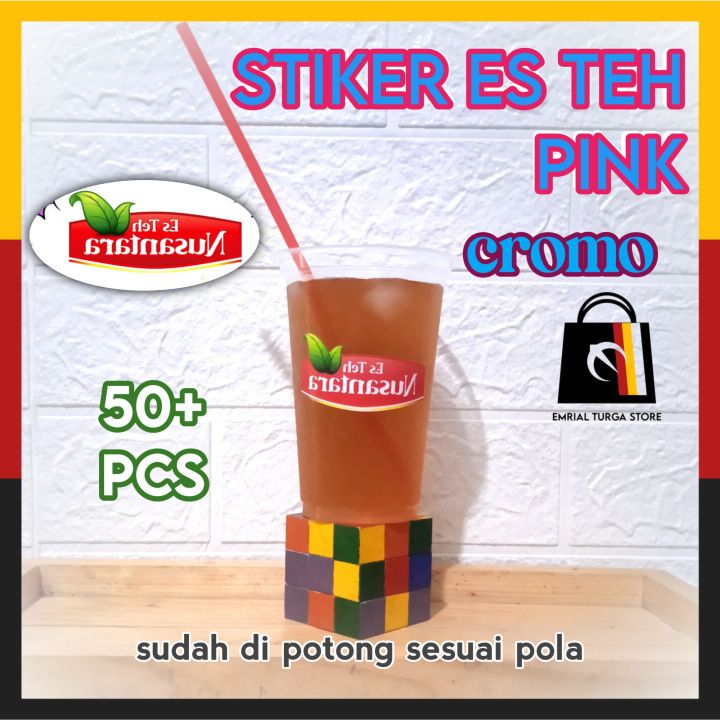 Stiker Label Cup Es Teh Pink Cromo | Lazada Indonesia