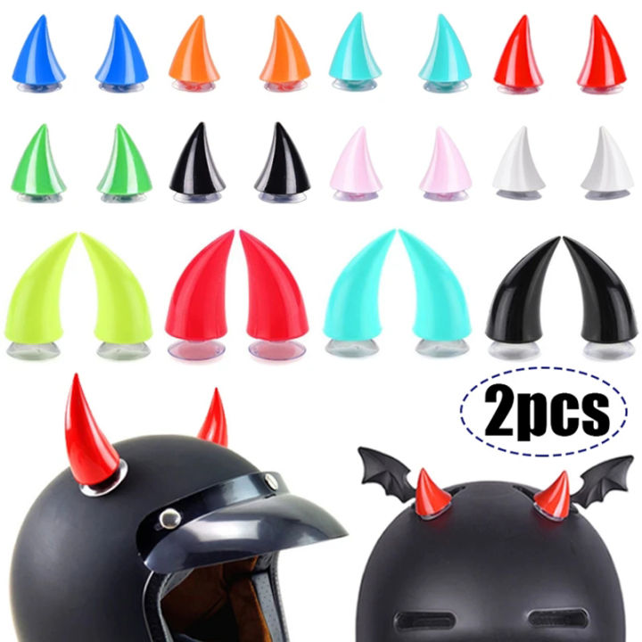 2pcs Helmet Devil Horns Motorcycle Electric Bike Car Helmet Stickers ...