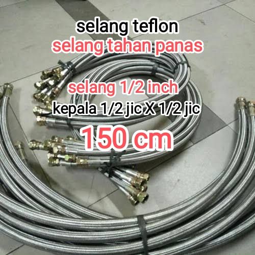 selang teflon selang tahan panas 1/2 inch 150 cm kepala 1/2 jic X 1/2 jic | Lazada Indonesia